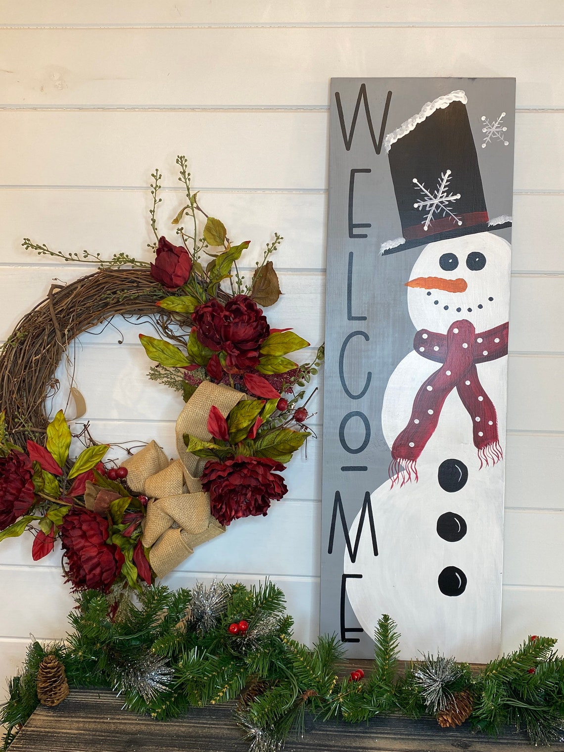 Welcome Snowman Porch Sign Winter Porch Sign Christmas Porch - Etsy