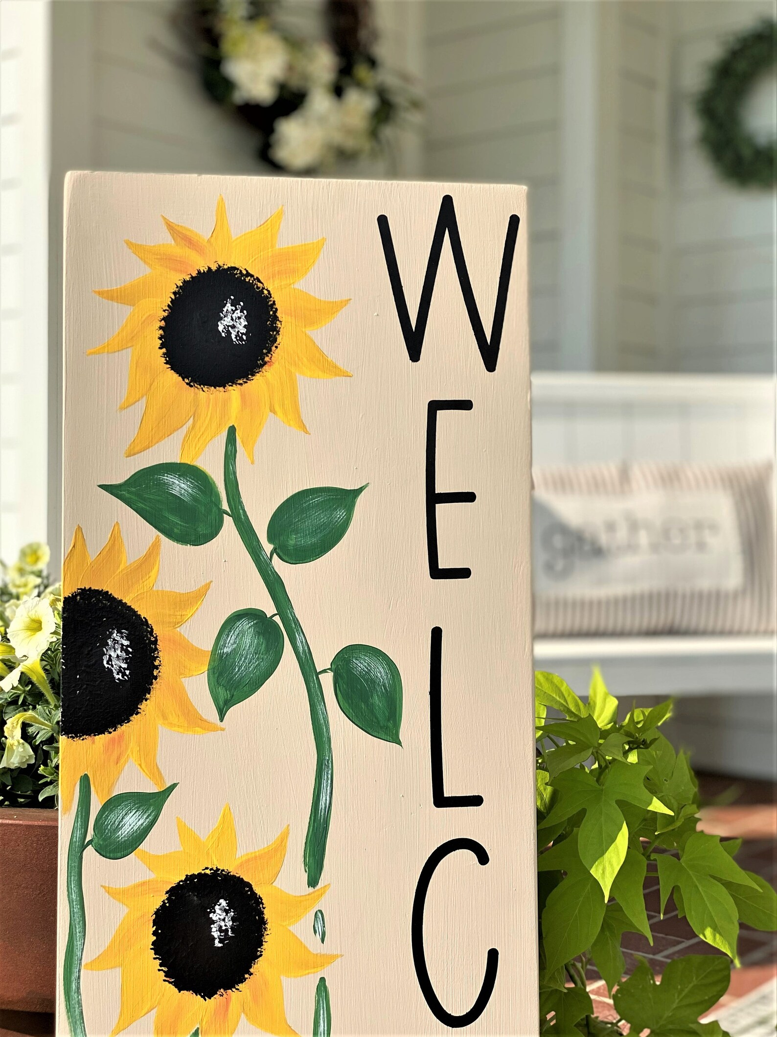 Porch Sign. Welcome Porch Sign. Sunflower Porch Sign. Summer - Etsy