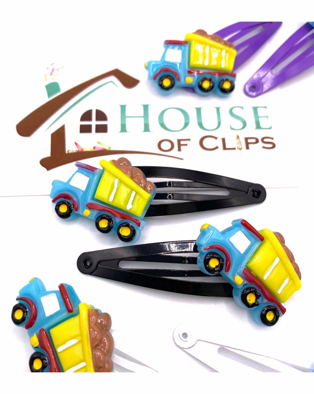 Dumper Truck Hair Clips X2 Boys and Girls Hair Slides Non-slip ...