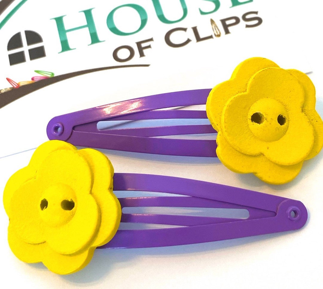 Daisy Button Hair Clips: Wooden Flower Barrettes - Set of 2 - Etsy