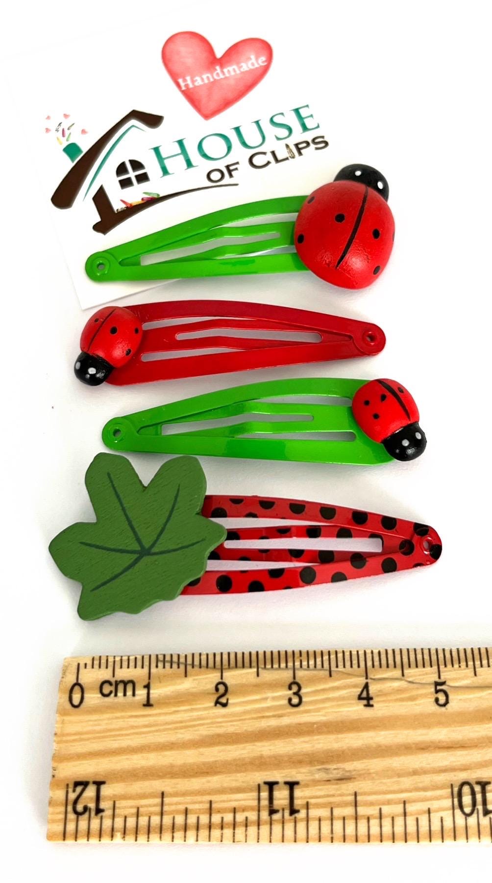 Ladybug Wooden Hair Clips: Red & Green Barrettes - Set of 4 - Etsy