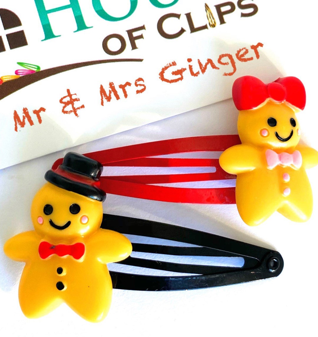 Gingerbread Man Hair Clips: Mr & Mrs Ginger - Fairytale Barrettes - Etsy