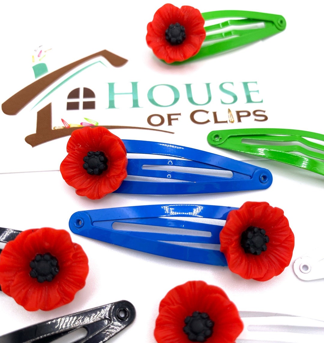 Poppy Hair Clips X2 - Remembrance Poppy Hair Clips - Armistice Day ...