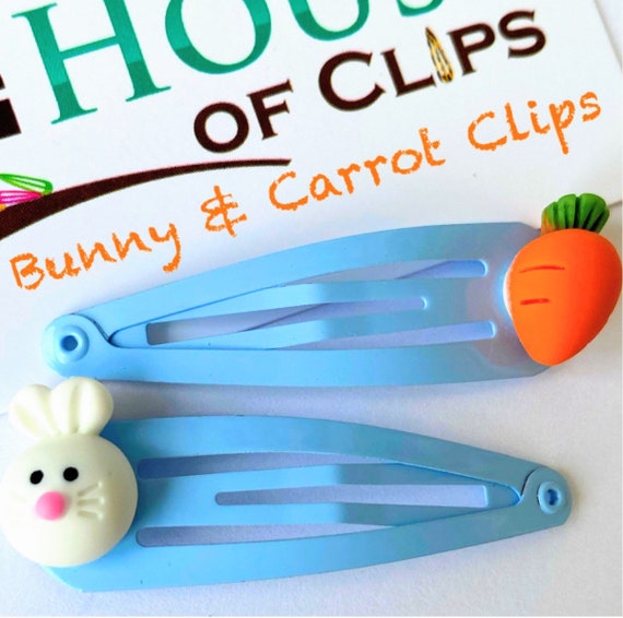 Bunny & Carrot Hair Clips X2 Bunny Hair Clips Easter Bunny - Etsy