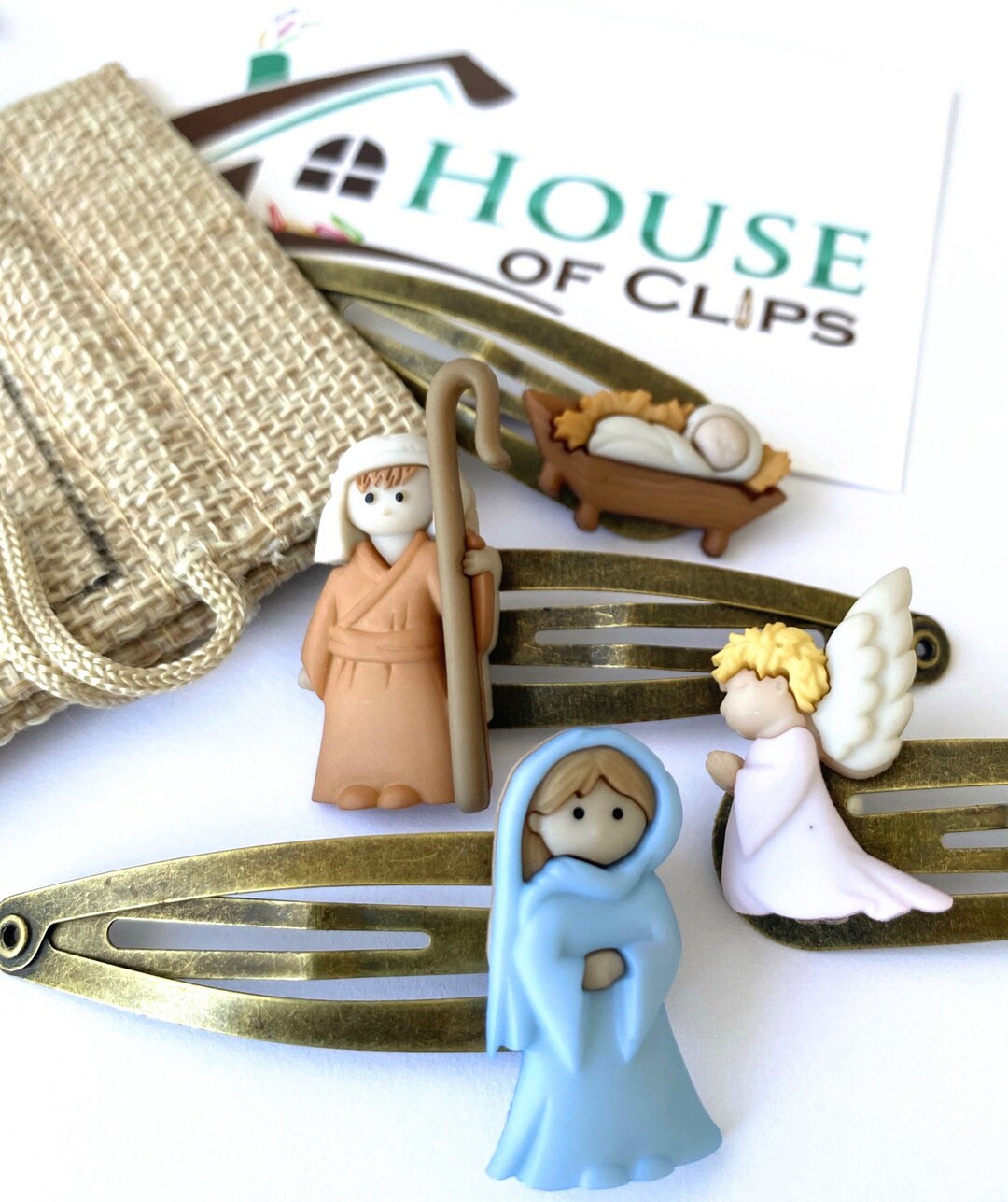 Vintage Nativity Hair Clip Set X4 Antique Gold Christmas Hair Clips ...