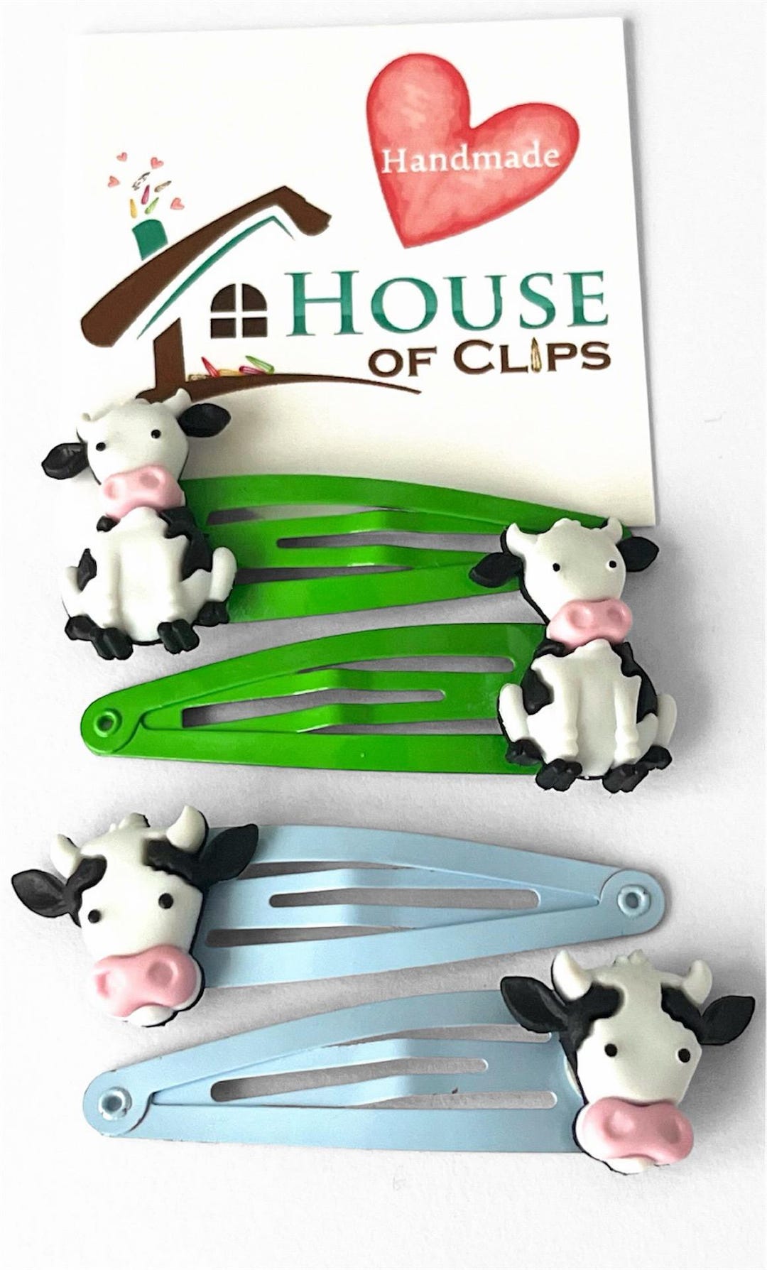 Moo Cow Hair Clips X2 - Fun Hair Clips - Cow Barrettes- Non Slip Hair ...