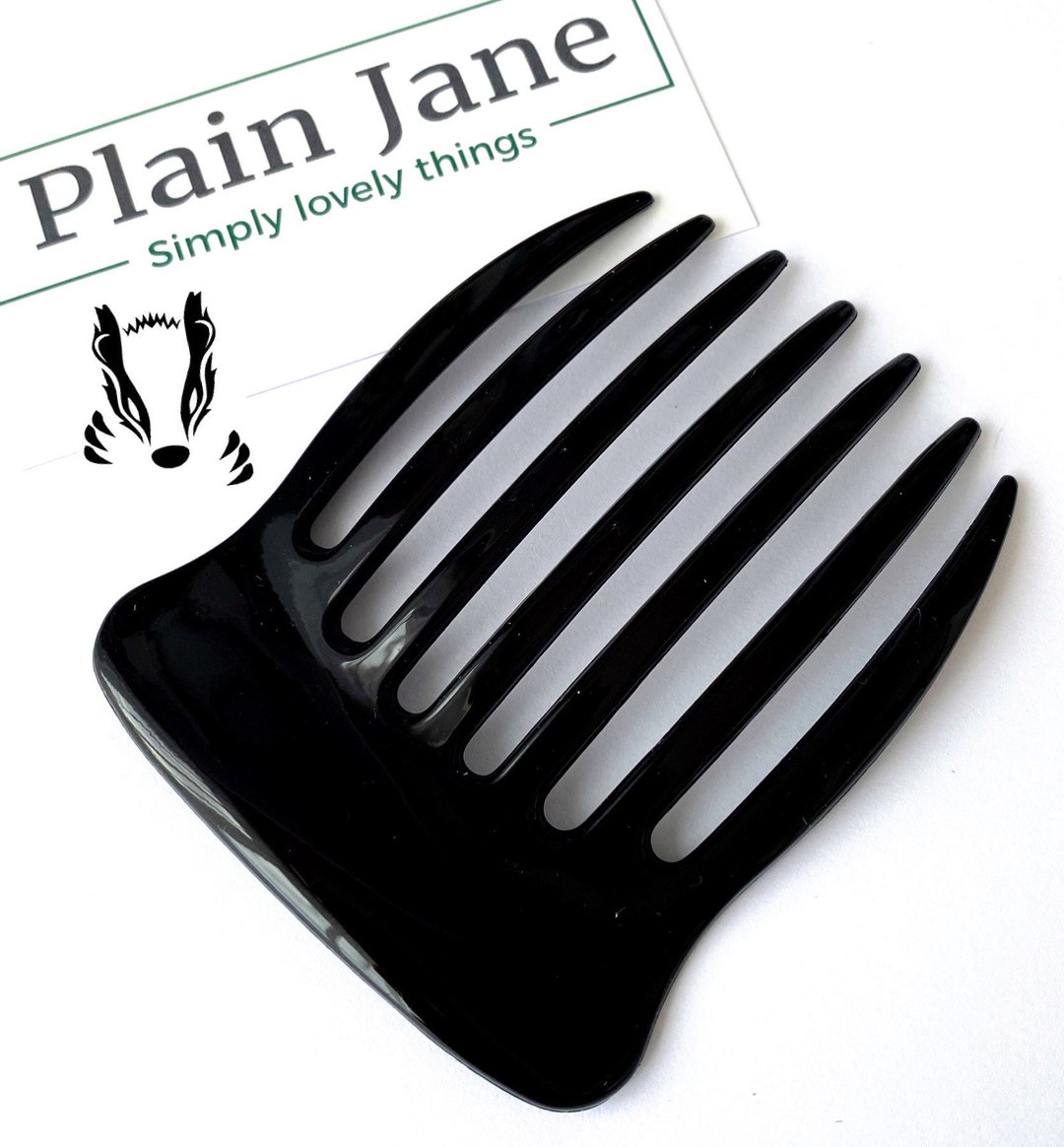 The Badger Comb by Plain Jane X1 - Acrylic Black Hair Comb - Oyster ...