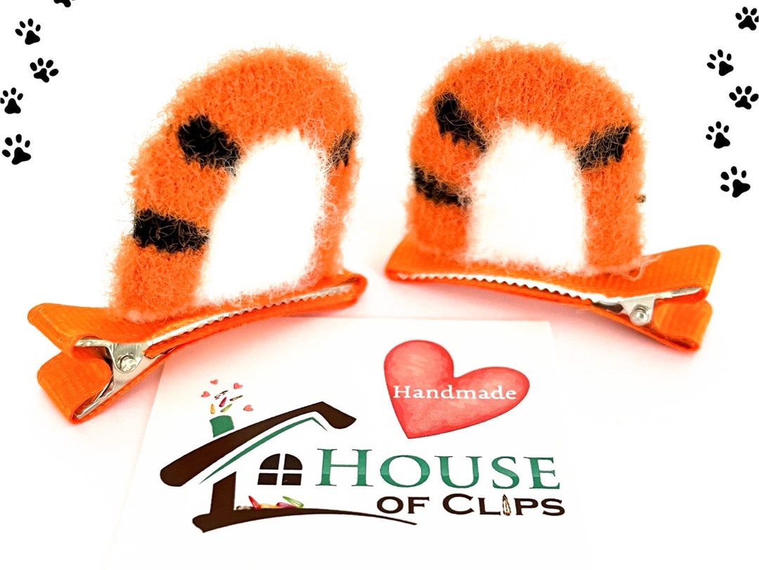 Fuzzy Tiger Ear Hair Clips: Fun Animal Alligator Clips (x2) - Etsy