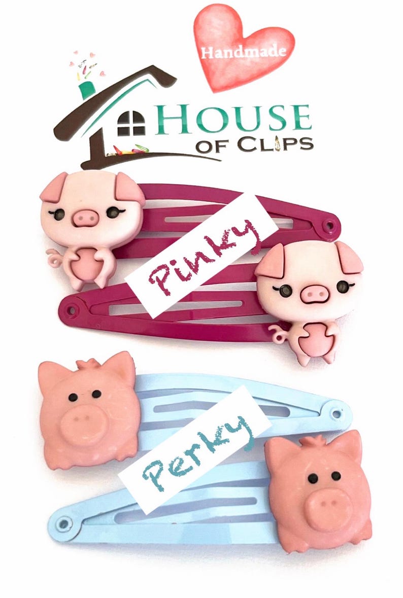 Pig Hair Clips: Farm Animal Barrettes, Set of 2 - Etsy