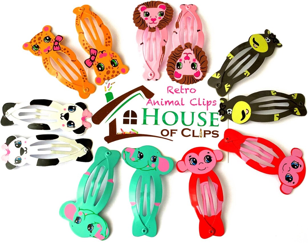 Retro Animal Hair Clips X2 - Animal Non Slip Barrettes - Great Gift for ...