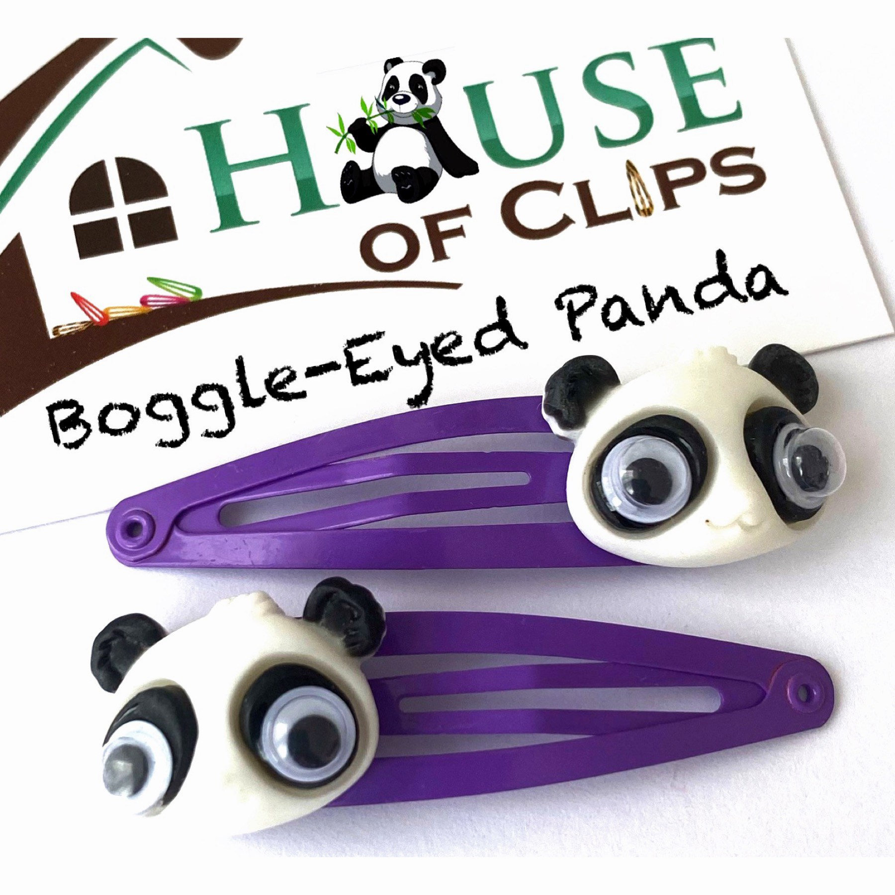 Boggle-eyed Panda Hair Clips X2 Panda Hair Clips Cute | Etsy