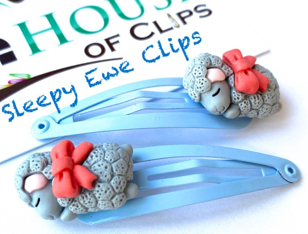 Sleepy Ewe Hair Clips: Sheep Snap Clips, Farm Animal Barrettes - Etsy