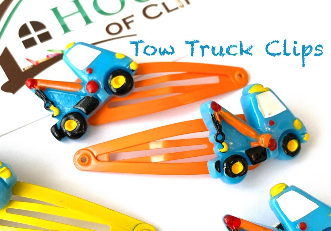 Tow Truck Clips X2 - Boys Hair Clips - Construction Truck Snap Clips ...