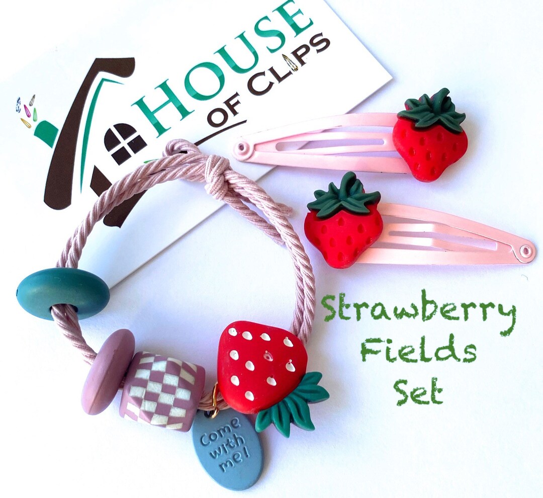 Strawberry Hair Clip & Bobble Set: Fun Fruity Hair Accessories - Etsy