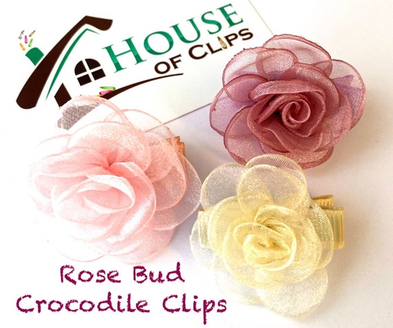 Rose Bud Crocodile Clips X1 Flower Hair Clips Girls Hair Accessories Pretty Flower Hair Clips Girls Pretty Hair Clips Etsy