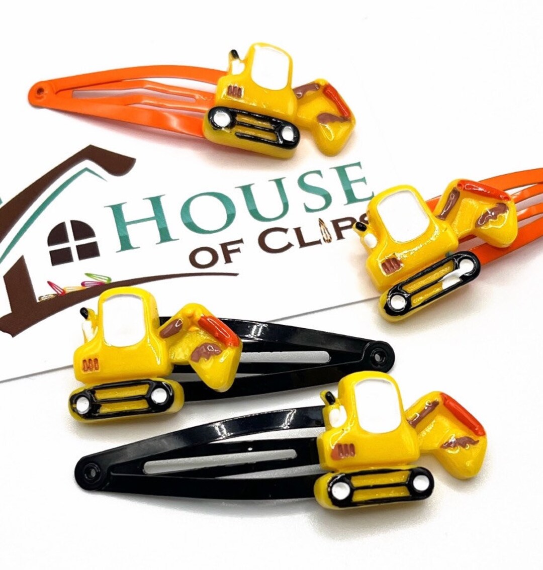 Excavator Hair Clips: Construction Vehicle Snap Barrettes - Set of 2 - Etsy