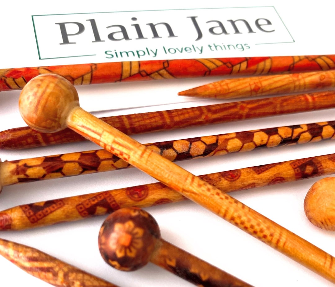 The Knitting Needle Hair Stick by Plain Jane - Natural Wooden Hair ...