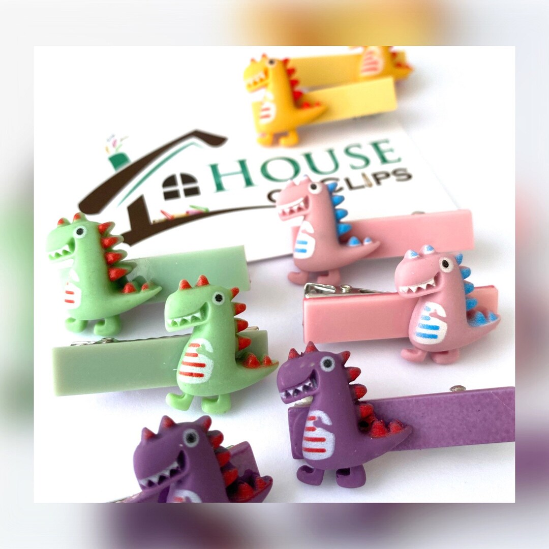 Dinosaur Crocodile Clips X2 - Monster Non Slip Barrettes - Dinosaur ...