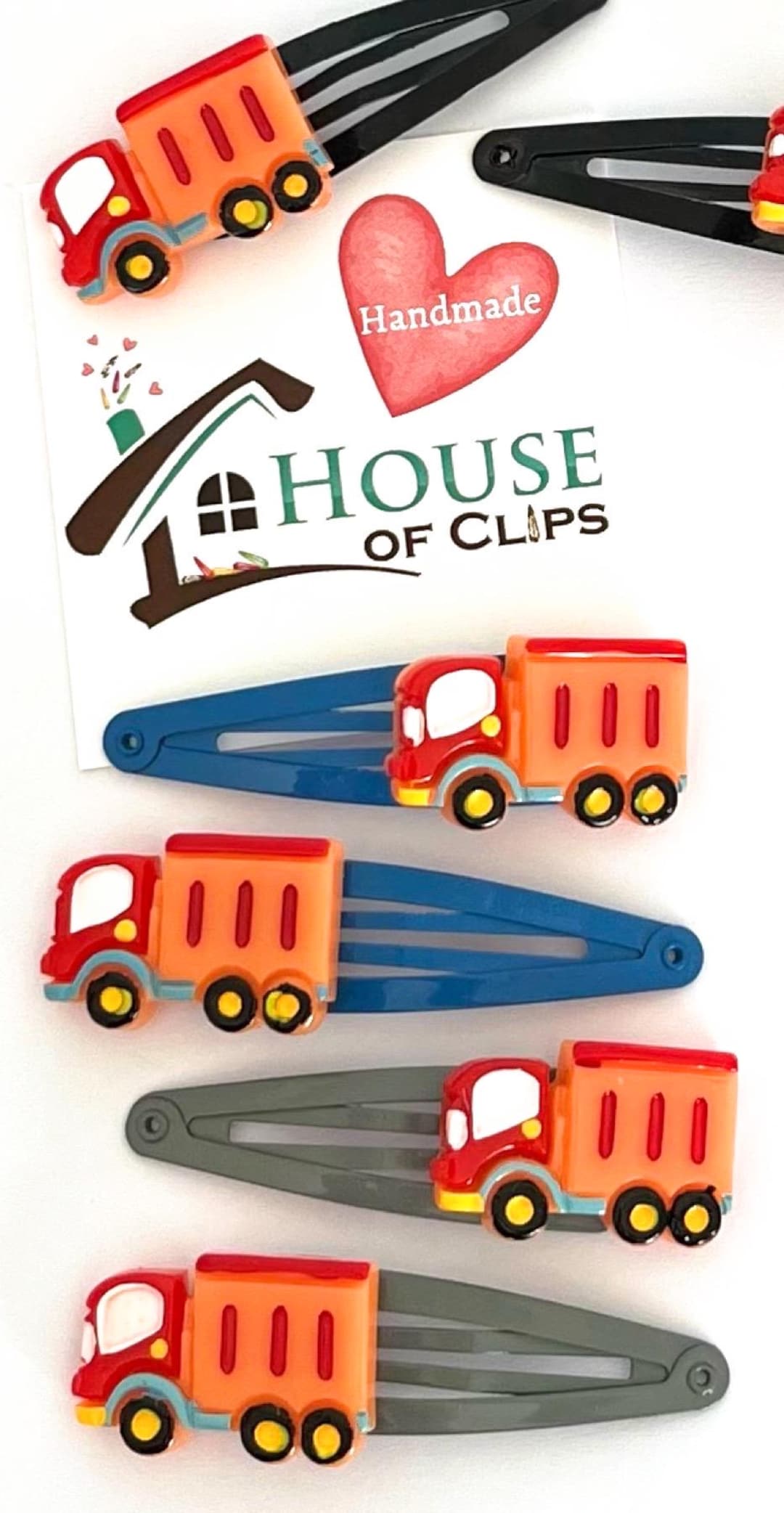 Big Truck Truck Hair Clips X2 Boys and Girls Hair Slides Non-slip ...