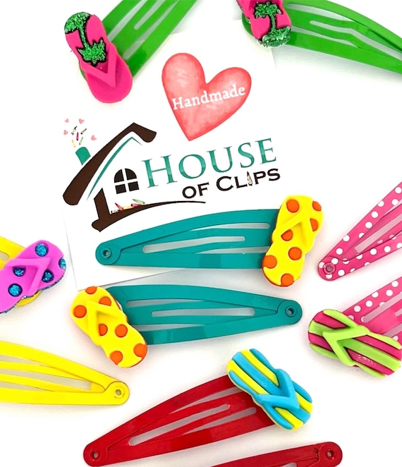 Flip Flop Fun Hair Clips X2 Summer Hair Clips for Kids Flip Flop Hair Slides Flip Flop Barrettes Summer Gift Hair Accessories Etsy UK