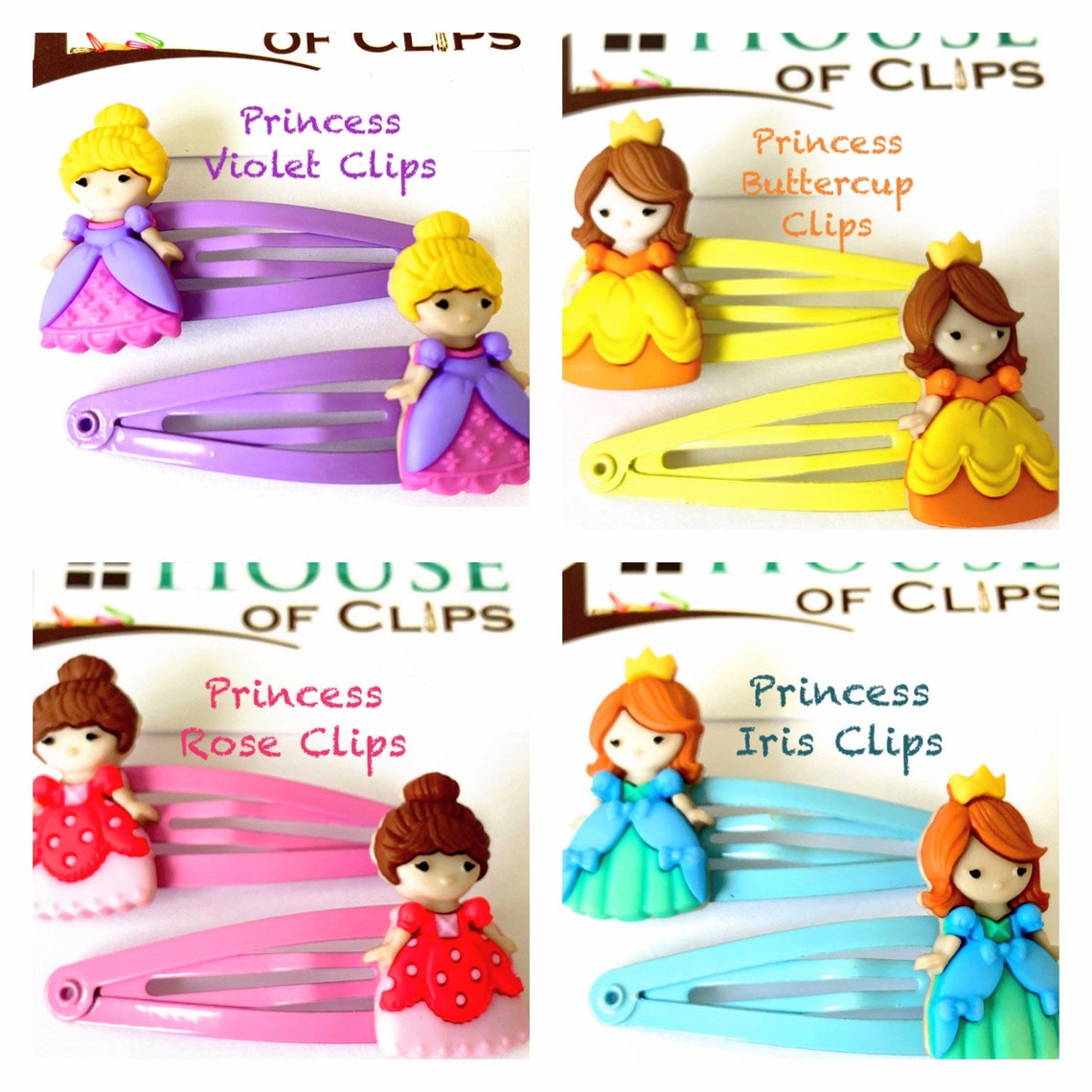 Flower Princess Hair Clips X2 Pretty Princess Hair Clips | Etsy