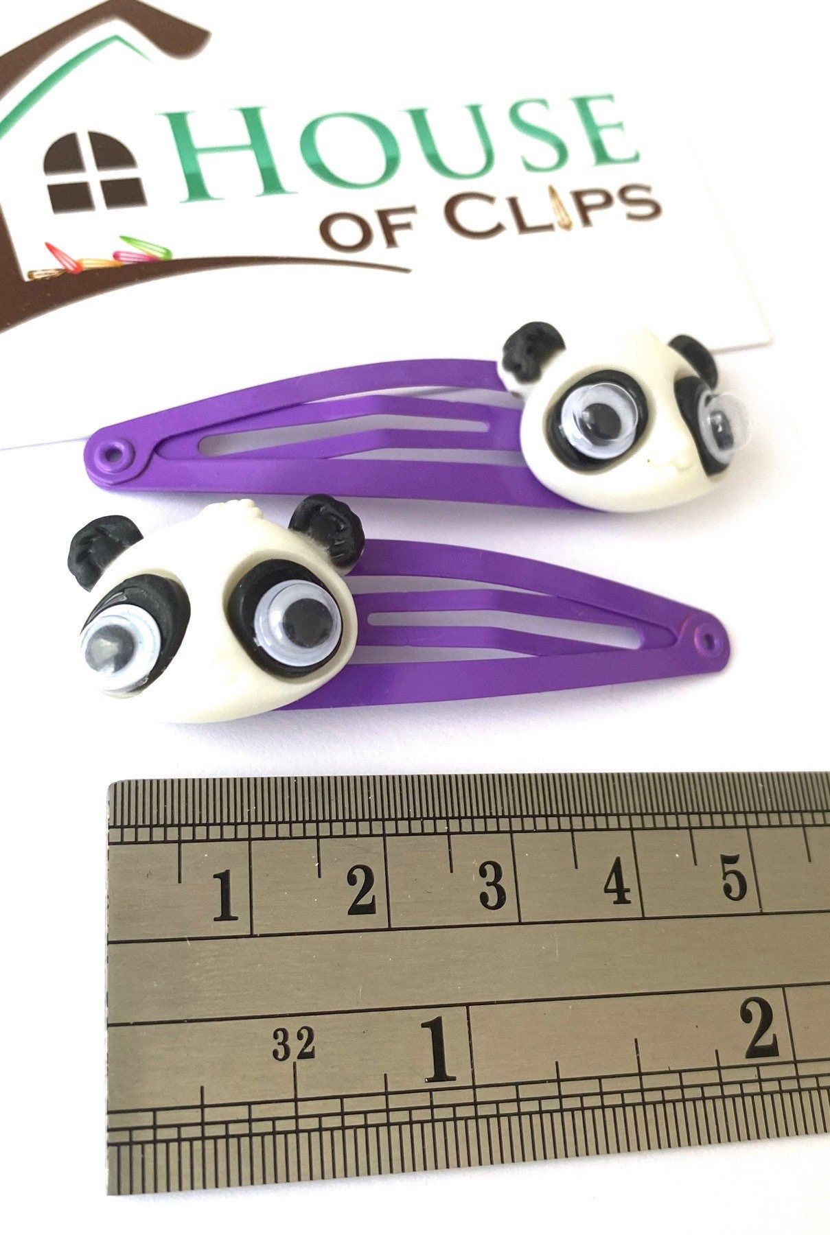 Boggle-eyed Panda Hair Clips X2 Panda Hair Clips Cute | Etsy