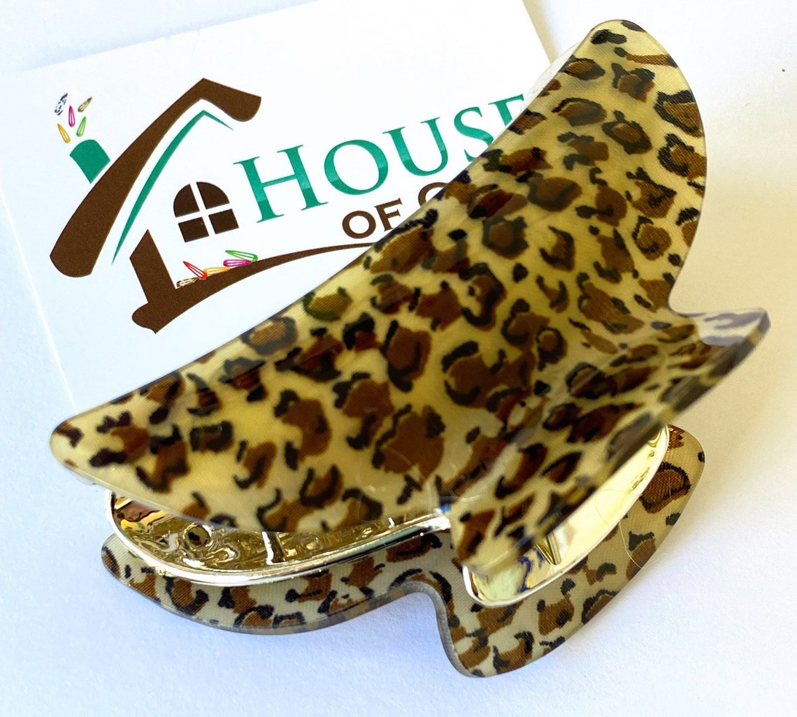 Leopard Hair Claw - Plain Jane Leopard Claw- Vintage Hair Claw - Resin ...