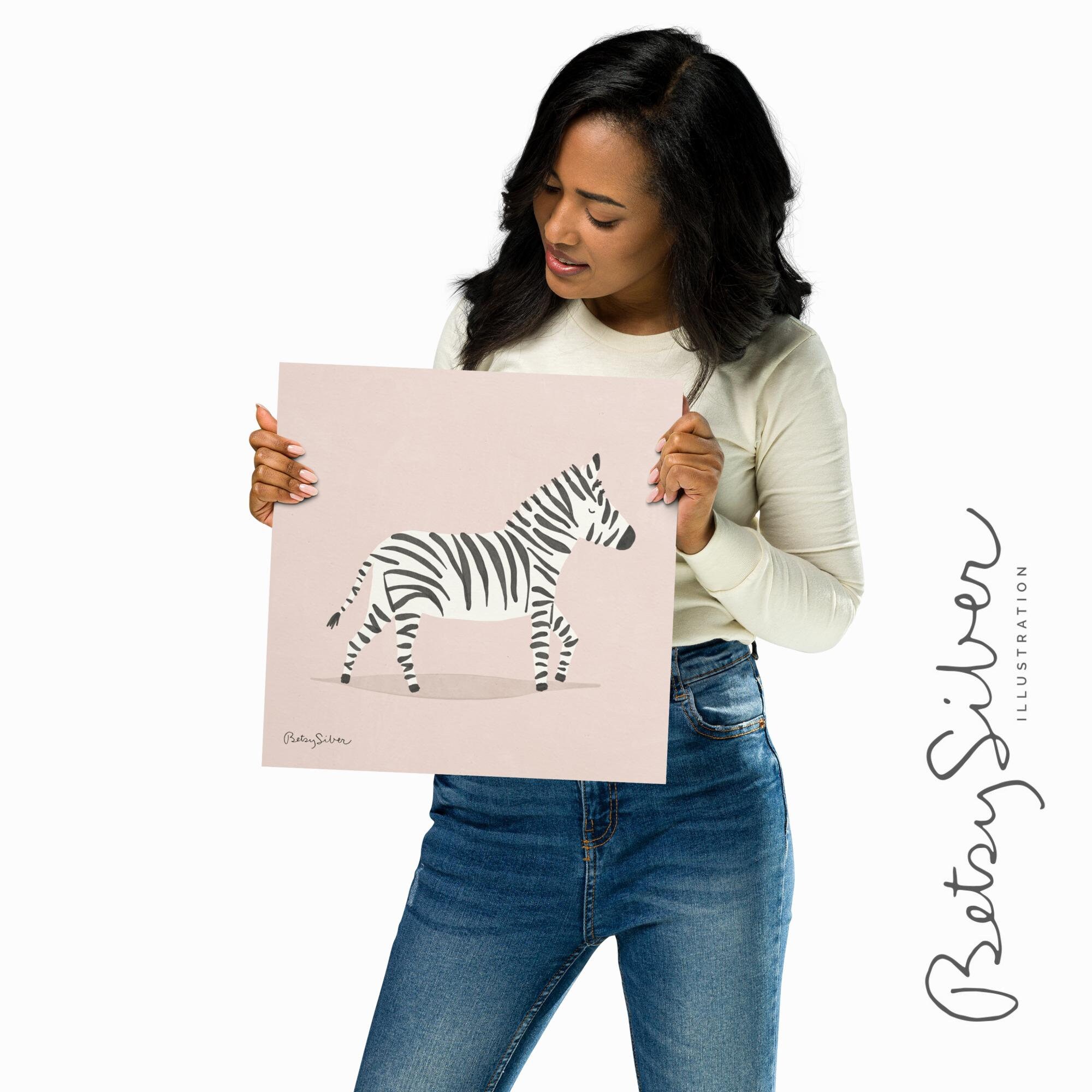 Pink Zebra Art Print | Whimsical Nursery Wall Decor - Etsy
