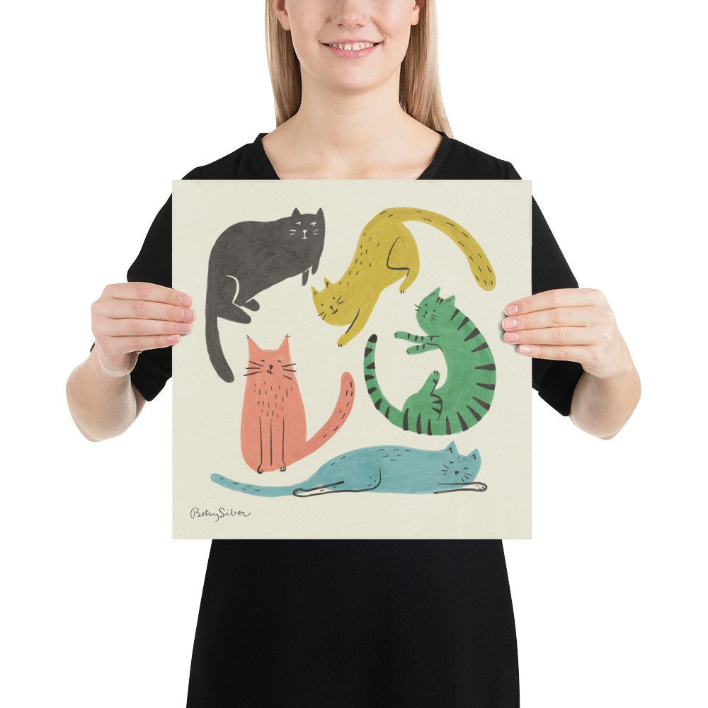 Cat Crew Art Print Kid Room Decor Nursery Wall Art Cat Wall Art Cat ...