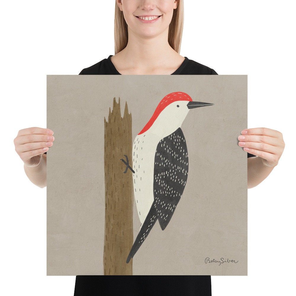 Woodpecker Art Print | Giclée Kid's Room Wall Decor - Etsy