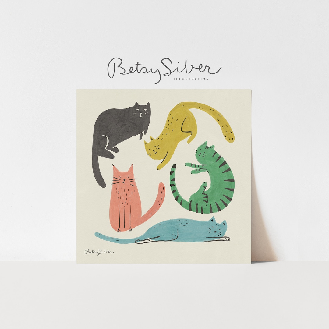 Cat Crew Art Print | Kid Room Decor | Nursery Wall Art | Cat Wall Art ...
