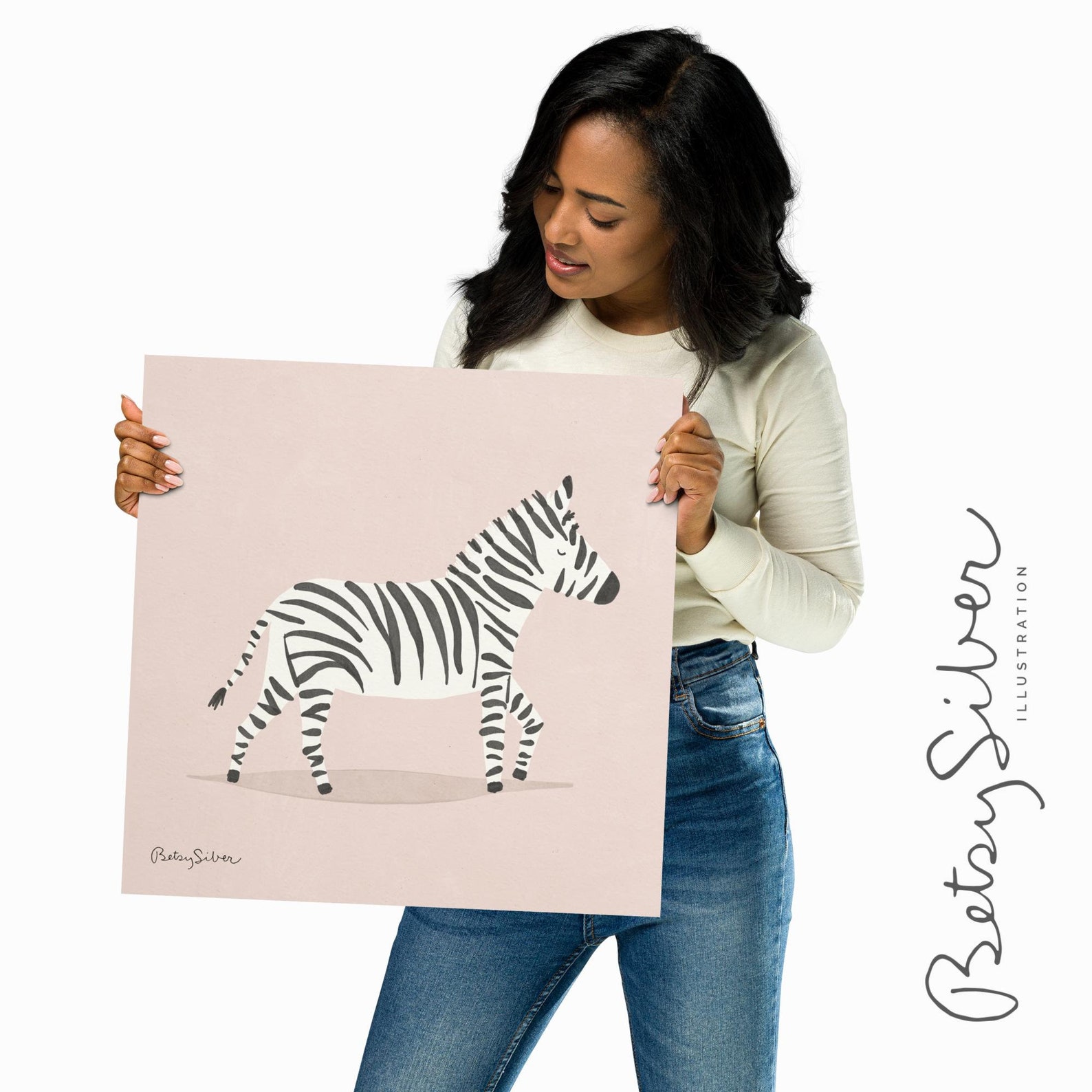 Pink Zebra Art Print | Whimsical Nursery Wall Decor - Etsy