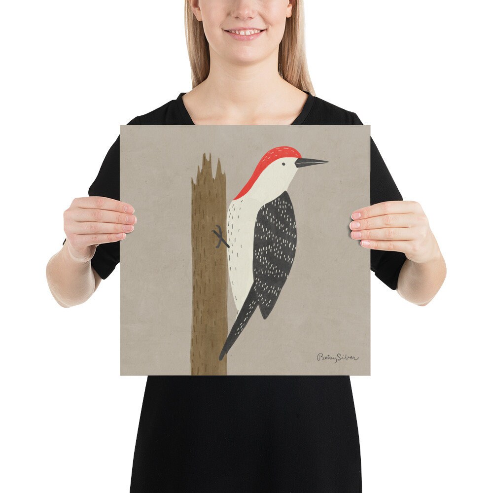 Woodpecker Art Print | Giclée Kid's Room Wall Decor - Etsy