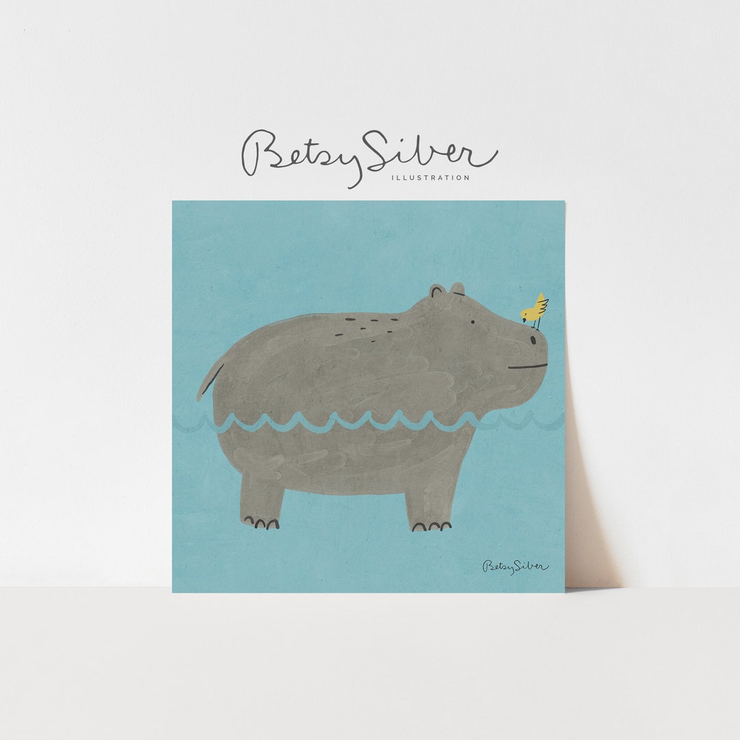 Hippo Art Print | Kid Room Decor | Nursery Wall Art | Hippo Wall Art ...