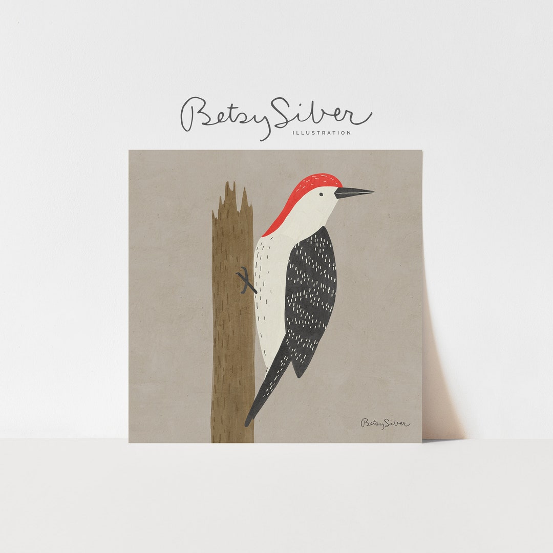 Woodpecker Art Print | Giclée Kid's Room Wall Decor - Etsy