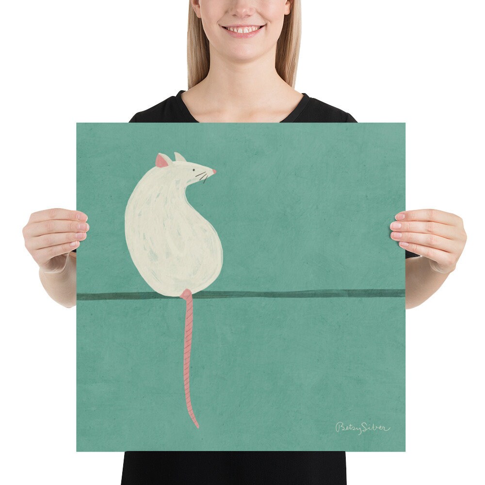 Rat Art Print | Kid Room Decor | Nursery Wall Art | Rat Wall Art | Rat ...