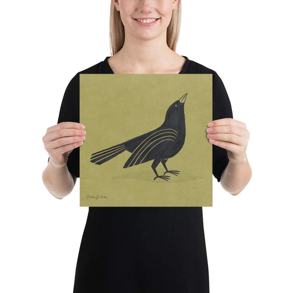 Crow Art Print Spooky Art Print Kid Room Decor Nursery Wall Art Crow ...