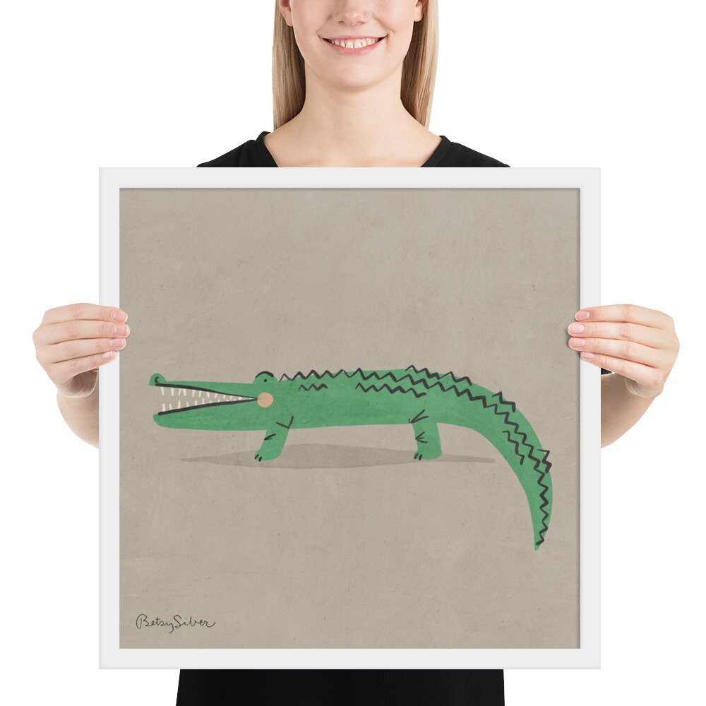 Framed Crocodile Art Print Kid Room Decor Nursery Wall Art Crocodile ...
