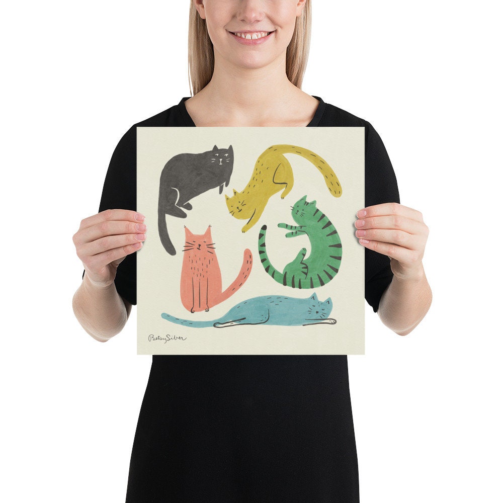 Cat Crew Art Print Kid Room Decor Nursery Wall Art Cat Wall Art Cat ...