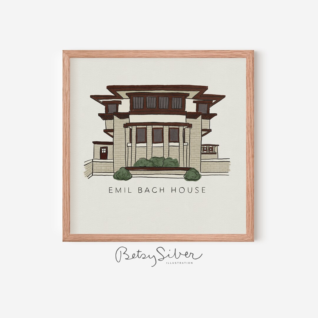 Framed Emil Bach House | Wall Decor | Architecture Wall Art | FLW Wall ...