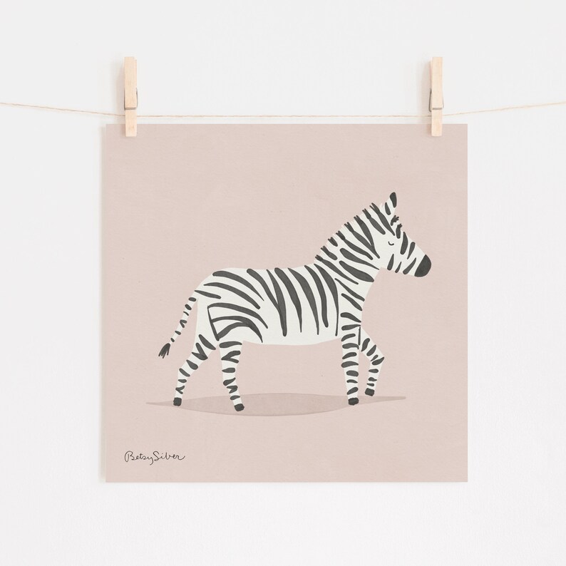 Pink Zebra Art Print | Whimsical Nursery Wall Decor - Etsy