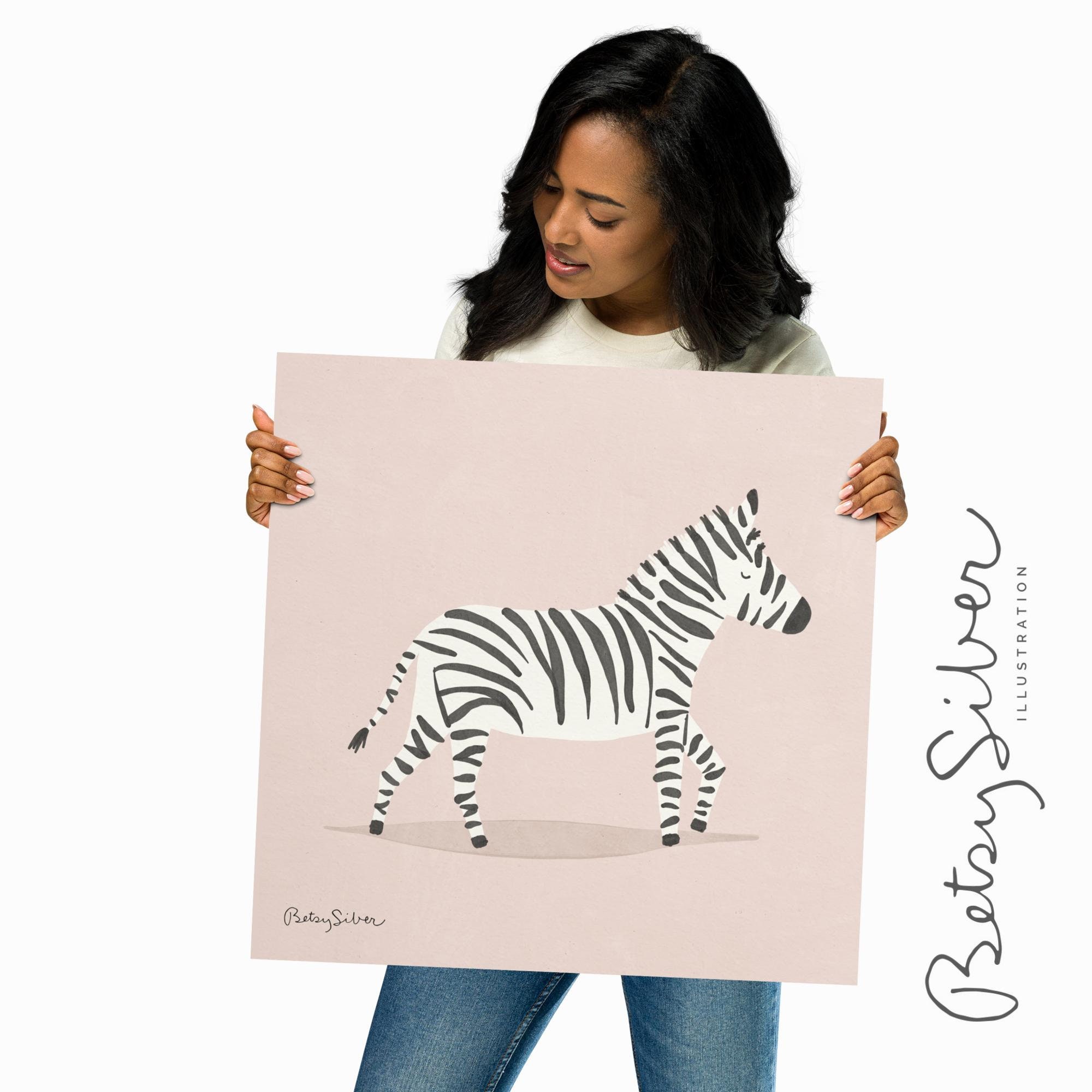 Pink Zebra Art Print | Whimsical Nursery Wall Decor - Etsy