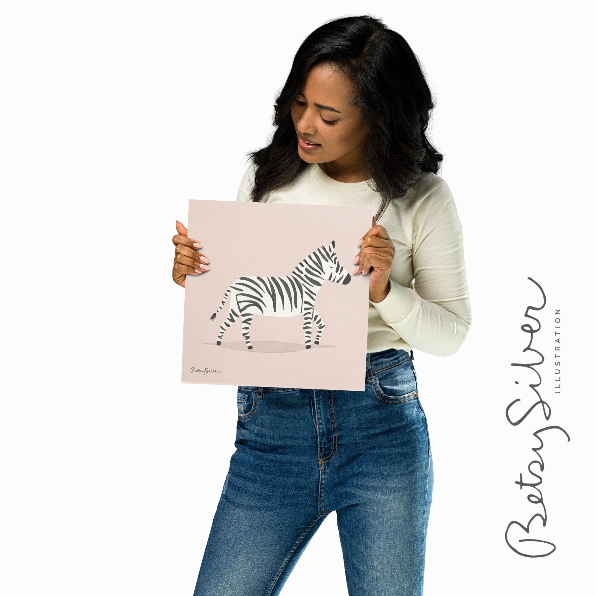 Pink Zebra Art Print | Whimsical Nursery Wall Decor - Etsy