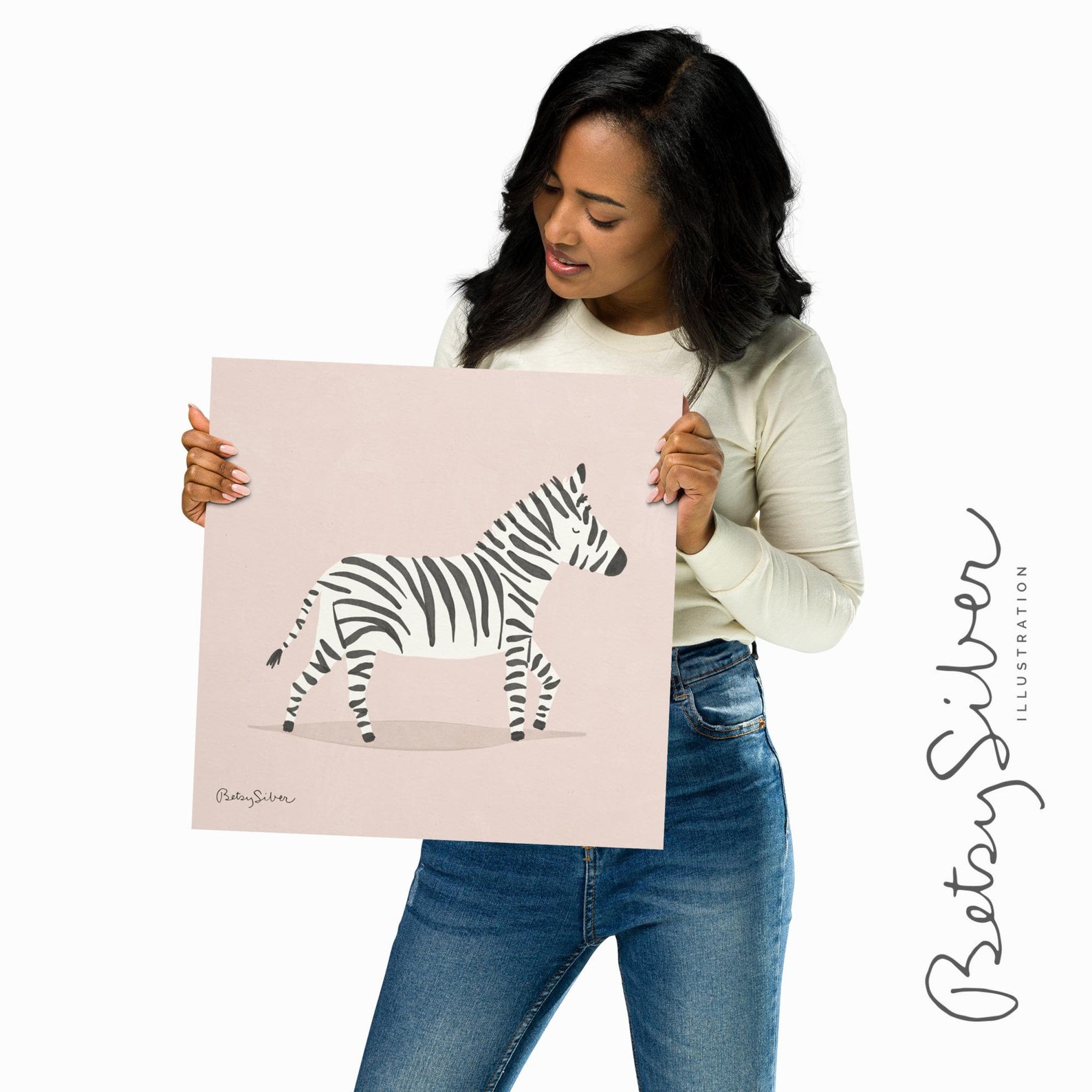 Pink Zebra Art Print | Whimsical Nursery Wall Decor - Etsy