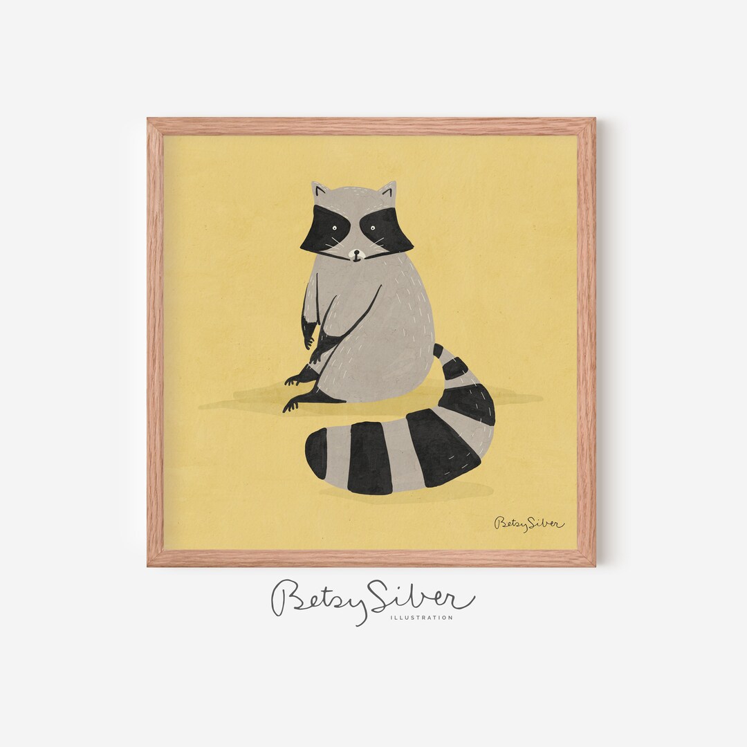 Framed Raccoon Art Print | Kid Room Decor | Nursery Wall Art | Nature ...
