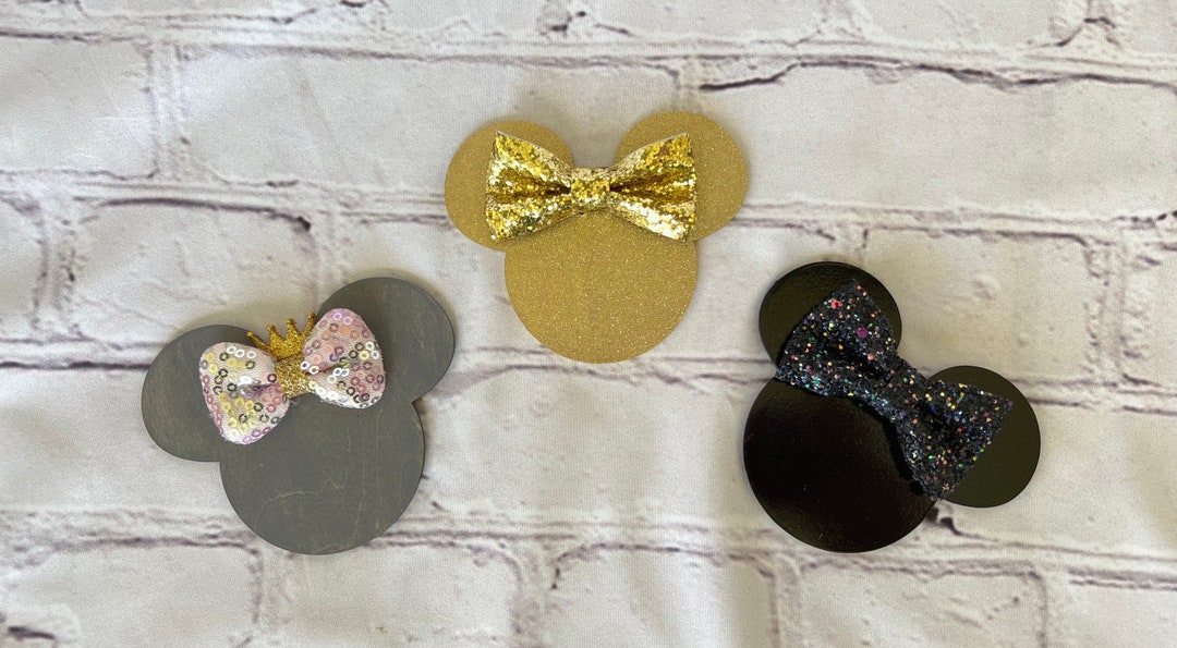 Mouse Head Refrigerator Magnets Mouse Ears With Bow Magnet Wooden Mouse ...