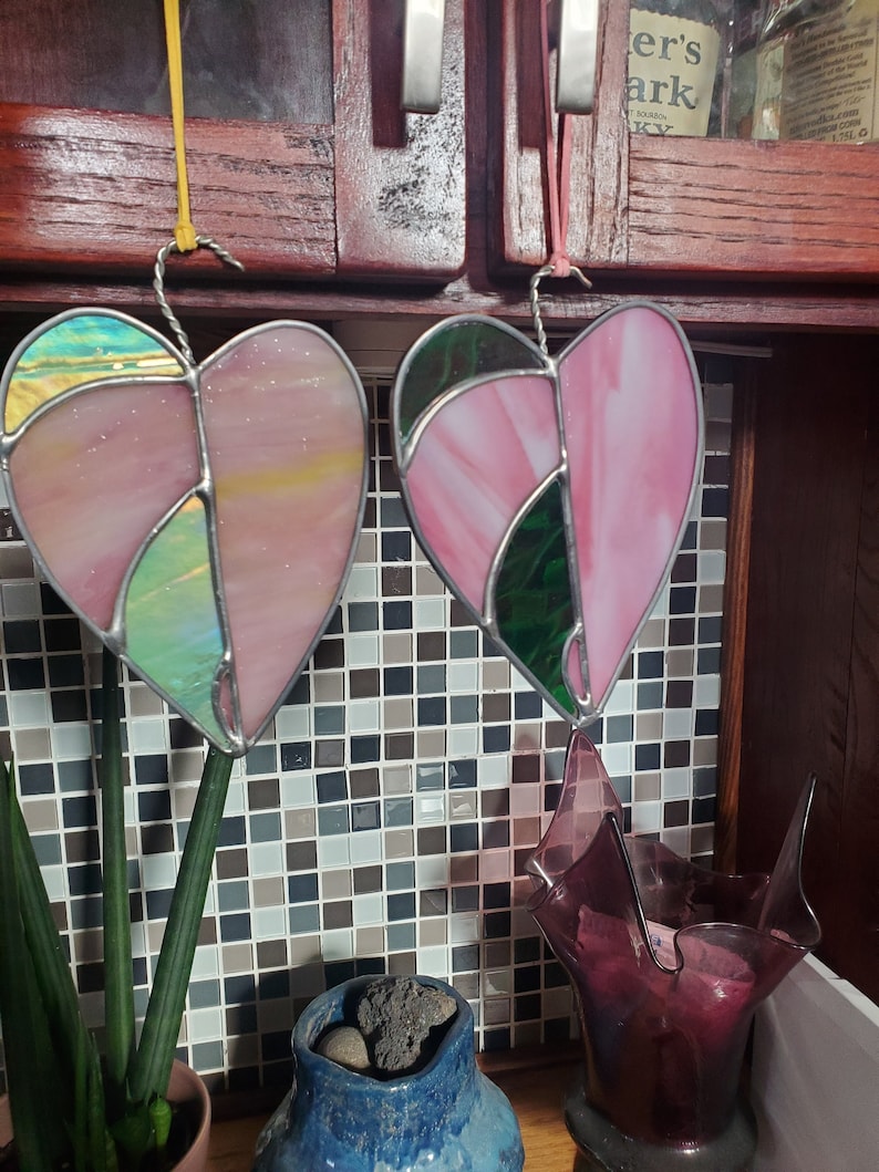Pink Princess Philodendron Stained Glass Leaf Suncatcher - Etsy