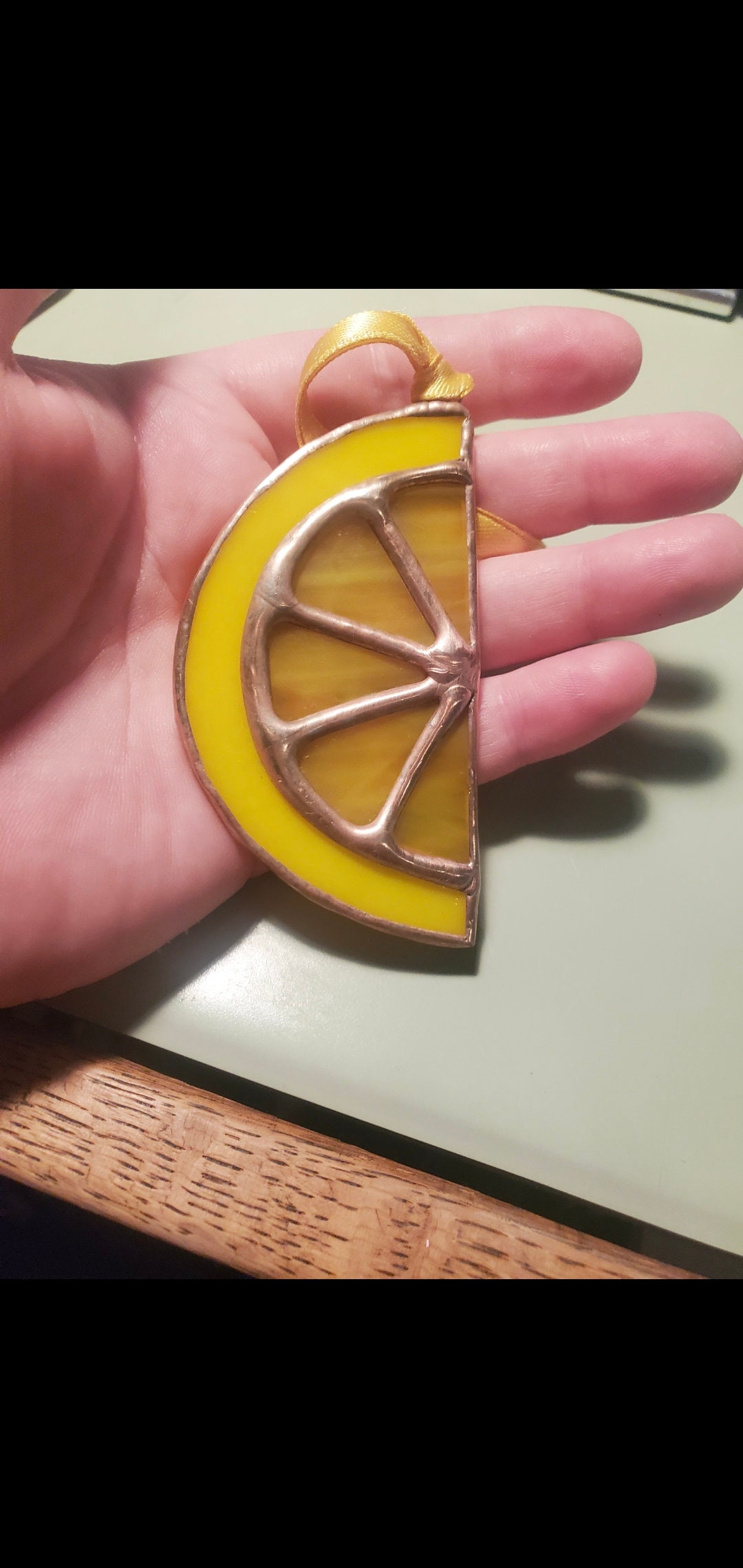 Orange Slice Stained Glass Ornament or Lemon Slice - Etsy