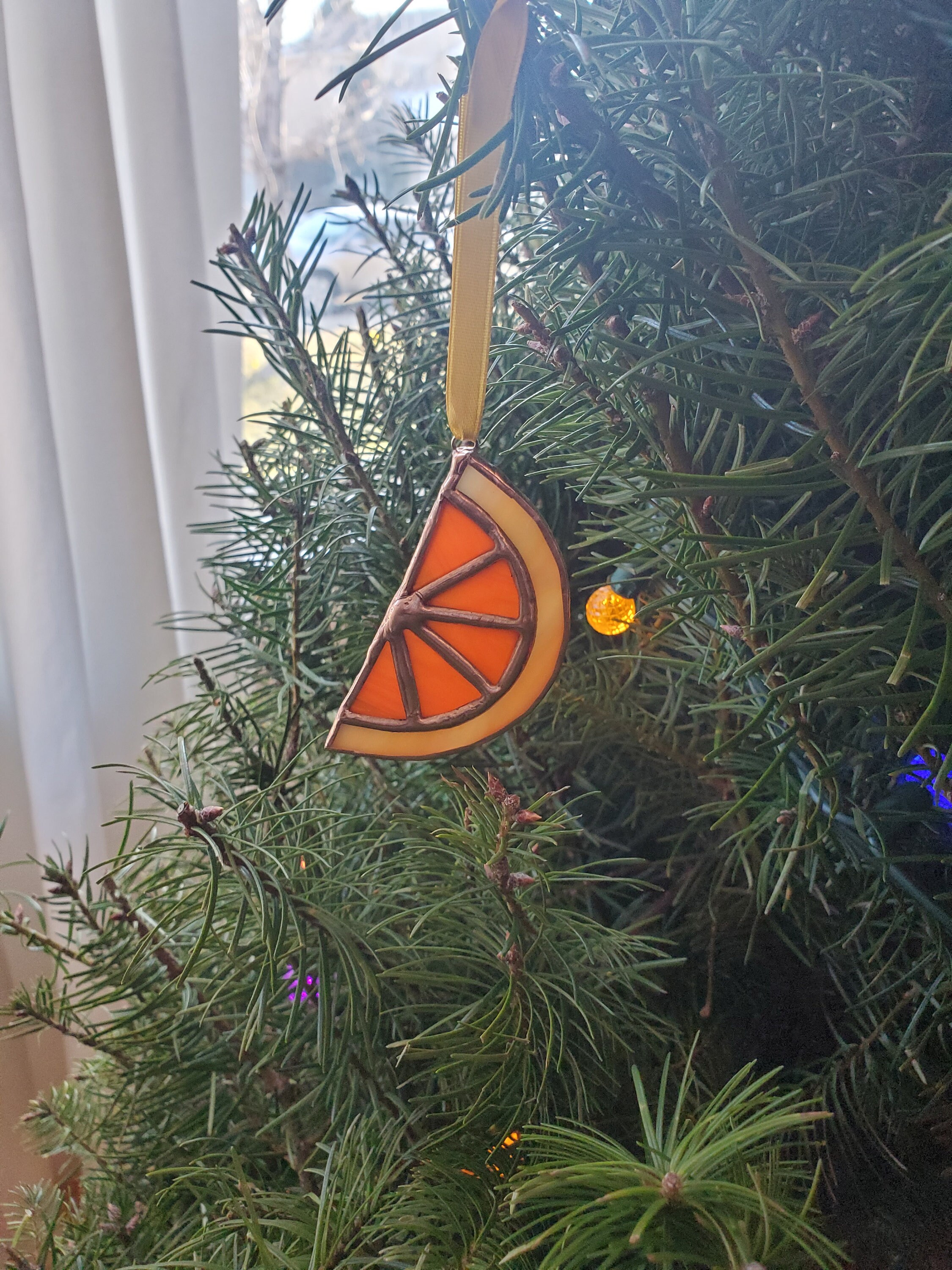 Orange Slice Stained Glass Ornament or Lemon Slice - Etsy