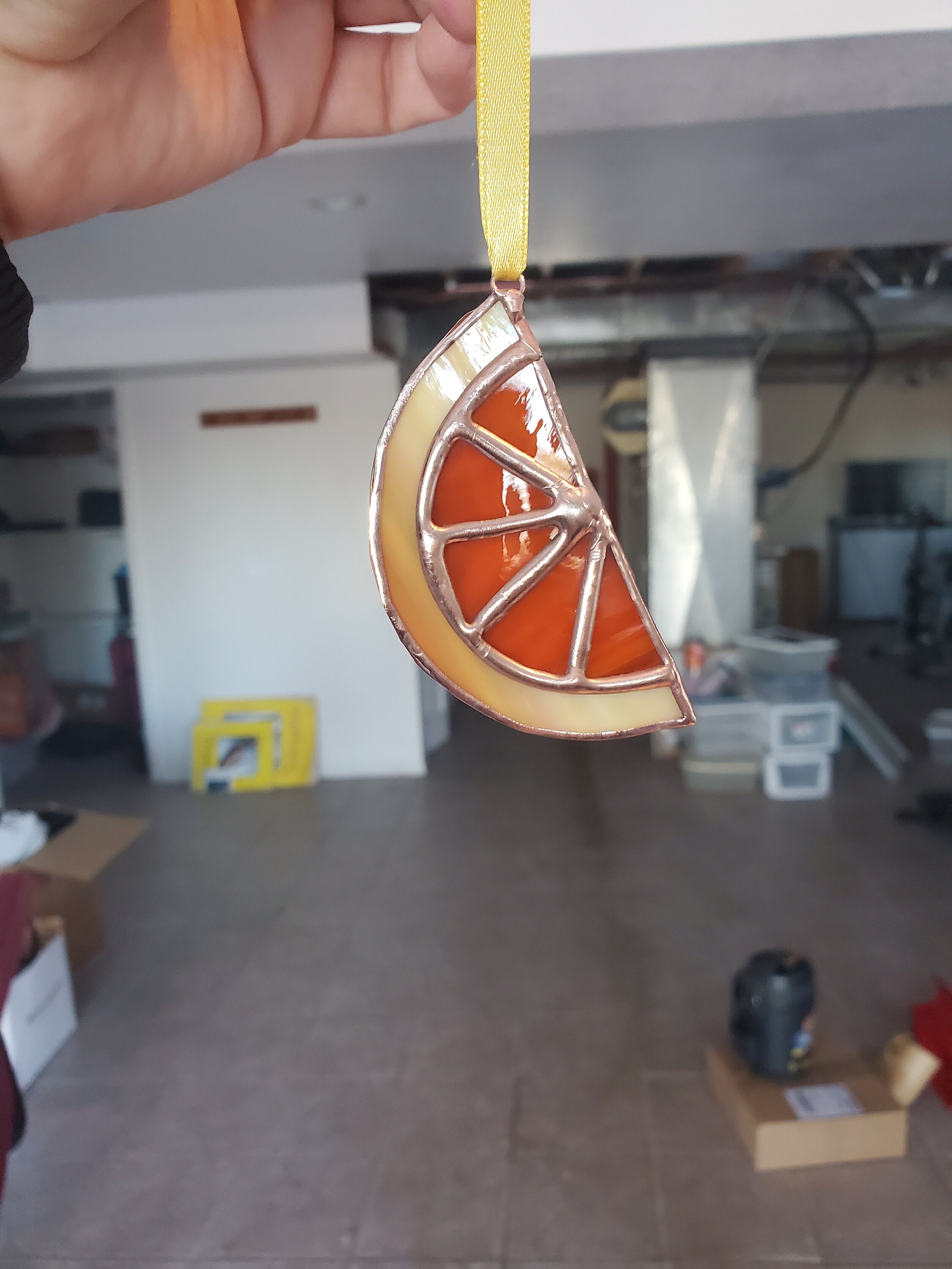 Orange Slice Stained Glass Ornament or Lemon Slice - Etsy